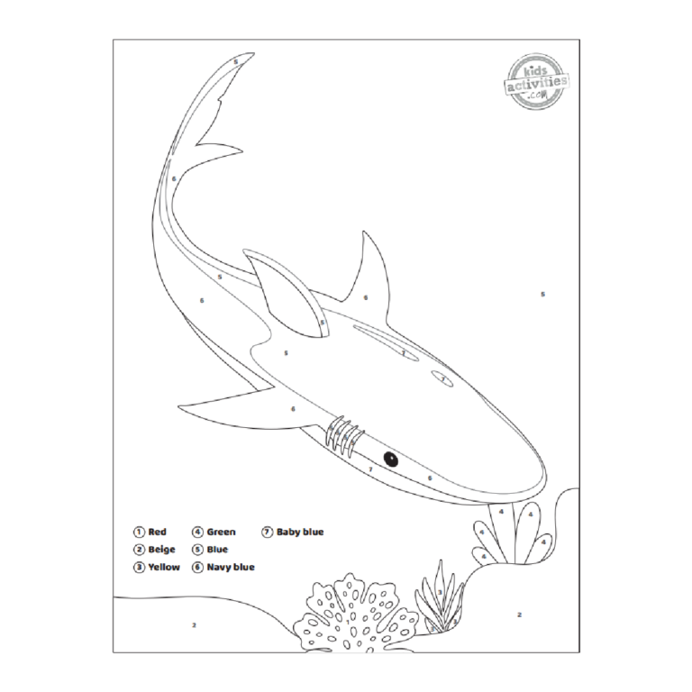 Free Printable Shark Color by Number Worksheets | Kids Activities Blog