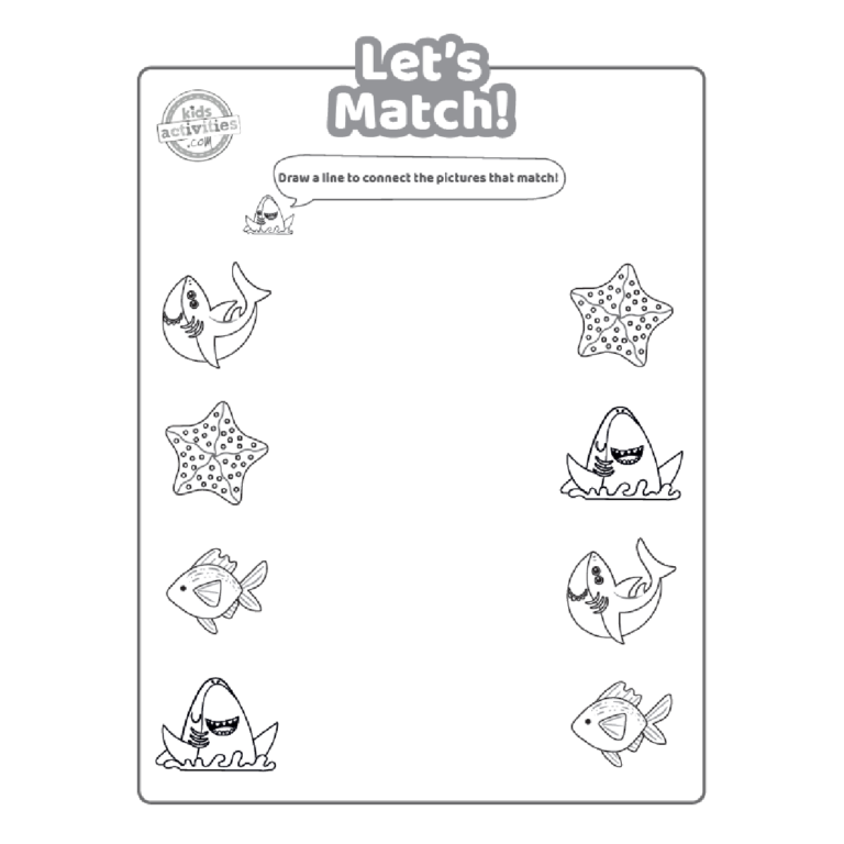 Free Printable Preschool Shark Matching Worksheet | Kids Activities Blog