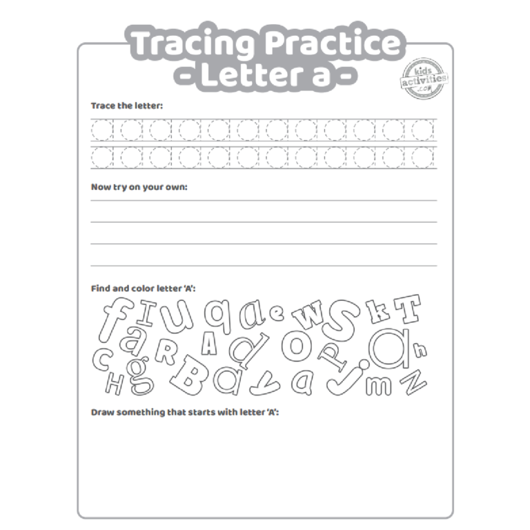 Free Letter A Practice Worksheet: Trace it, Write it, Find it & Draw ...