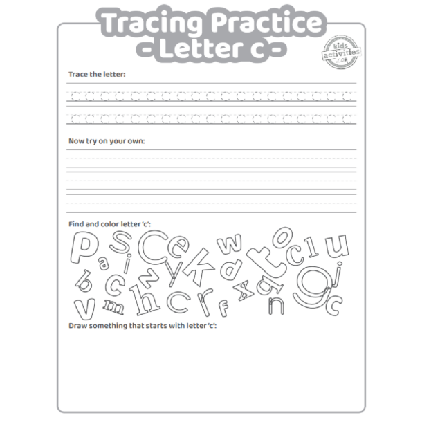 Free Letter C Practice Worksheet: Trace it, Write it, Find it & Draw ...