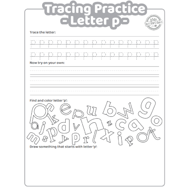 Free Letter P Practice Worksheet: Trace it, Write it, Find it & Draw ...