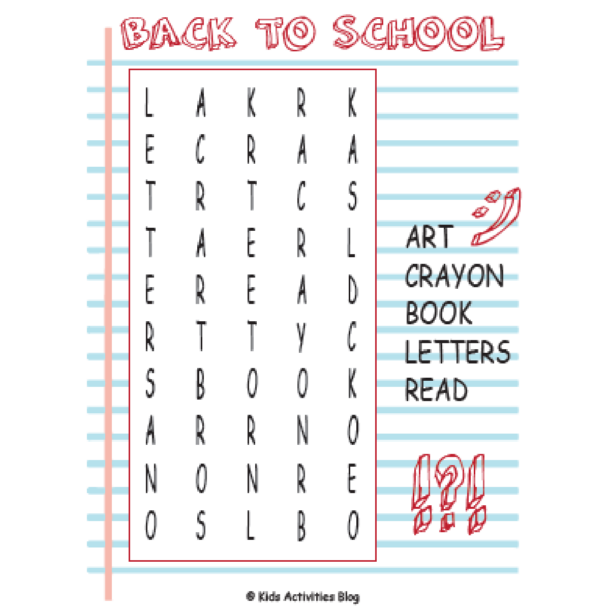 10 Fun Back to School Printable Word Search Puzzles | Kids Activities Blog