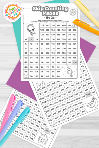 Count by 1s, 2s, 3s & 5s Skip Counting Mazes Worksheets | Kids ...