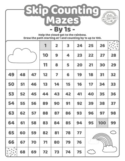 Count by 1s, 2s, 3s & 5s Skip Counting Mazes Worksheets | Kids ...