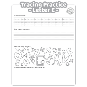 Free Letter E Practice Worksheet: Trace it, Write it, Find it & Draw ...