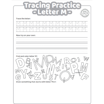 Free Letter M Practice Worksheet: Trace it, Write it, Find it & Draw ...