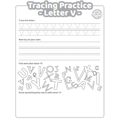 Free Letter V Practice Worksheet: Trace it, Write it, Find it & Draw ...