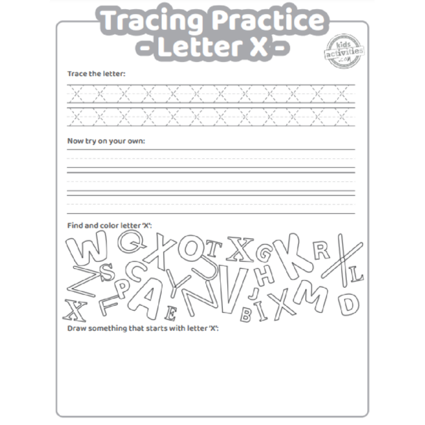 Free Letter X Practice Worksheet: Trace it, Write it, Find it & Draw ...