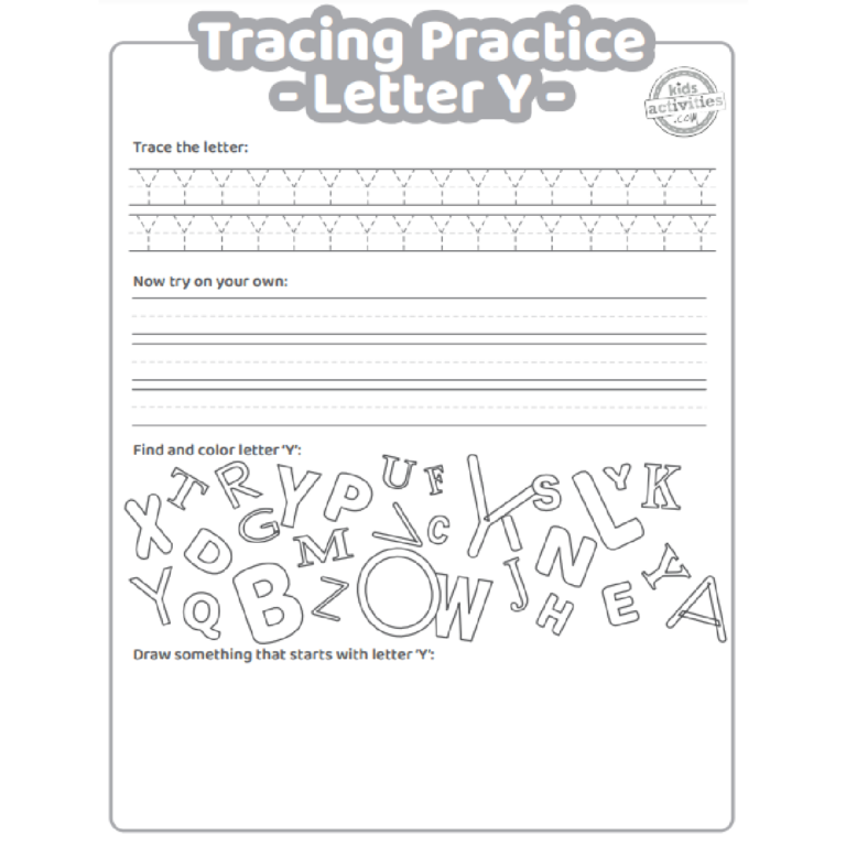Free Letter Y Practice Worksheet: Trace it, Write it, Find it & Draw ...