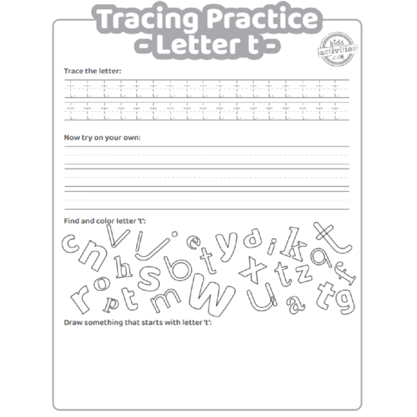 Free Letter T Practice Worksheet: Trace it, Write it, Find it & Draw ...