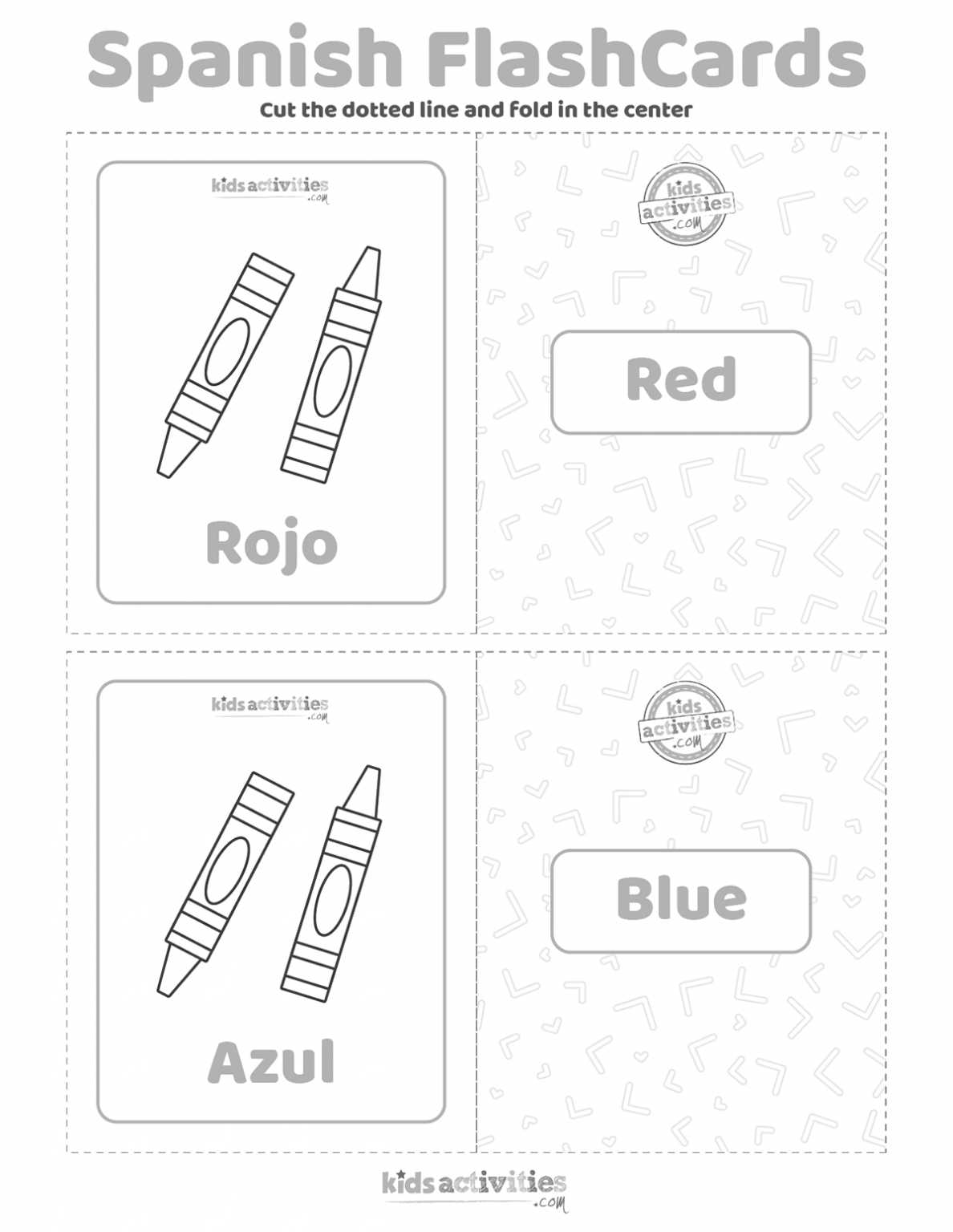 Free Spanish Flashcards: Colors Kids Activities Blog