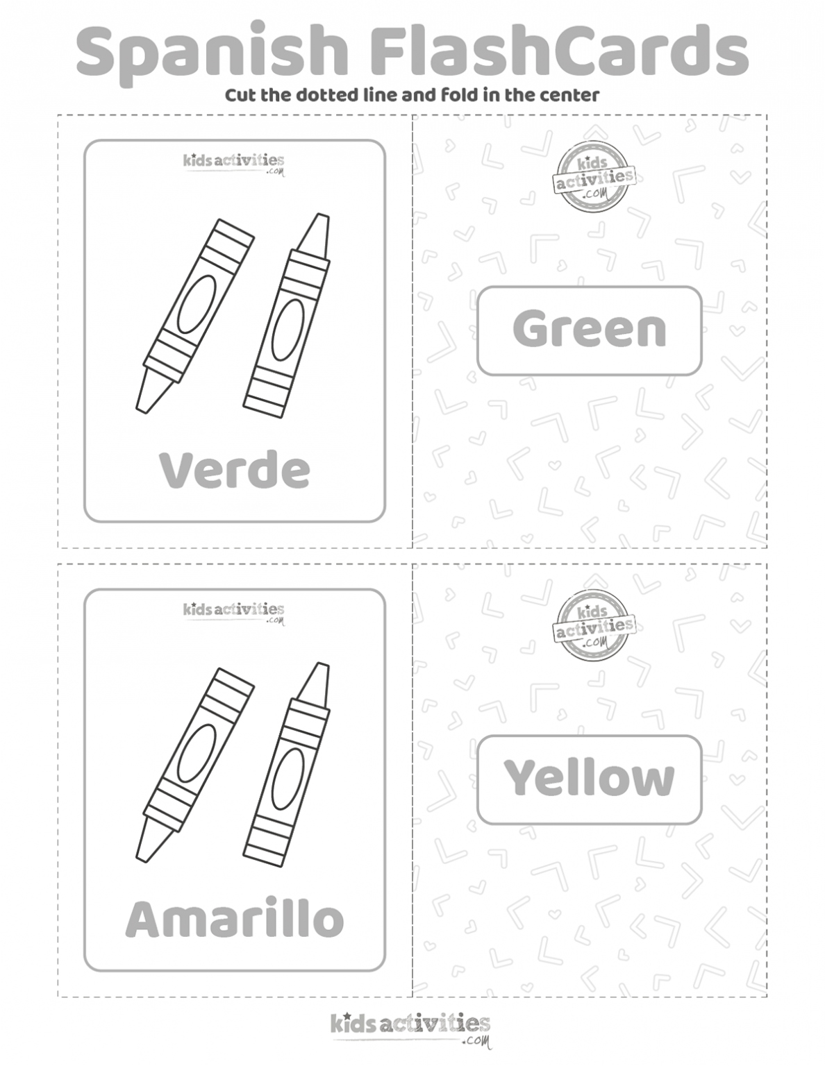Free Spanish Flashcards: Colors Kids Activities Blog