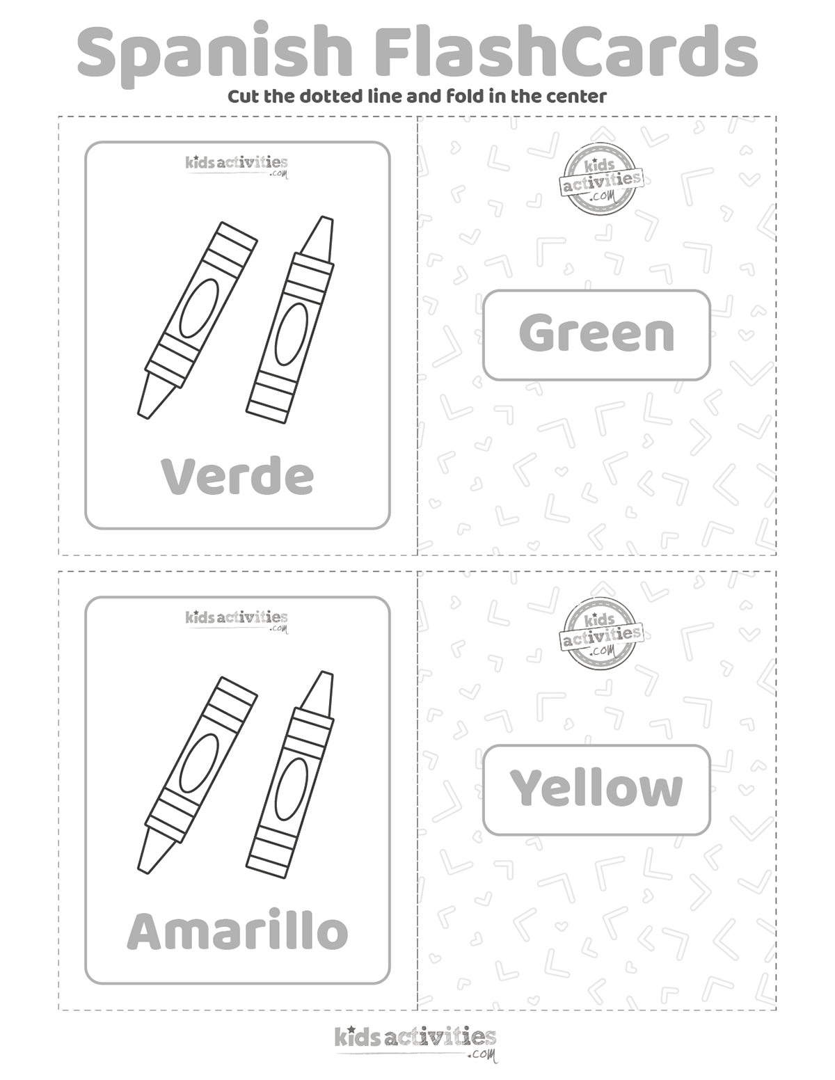 Free Spanish Flashcards: Colors Kids Activities Blog