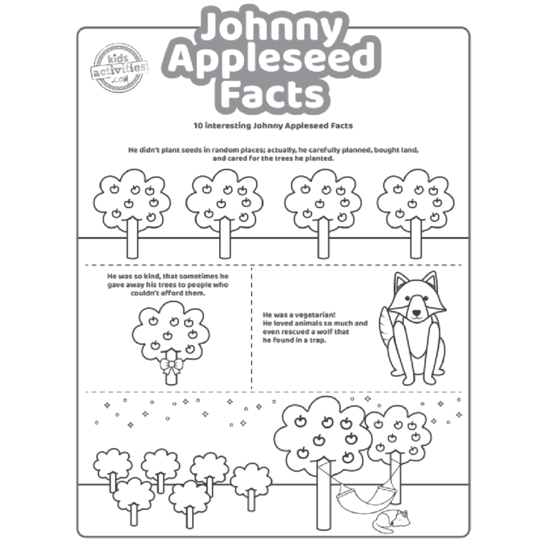 10 Fun Facts About Johnny Appleseed Story with Printable | Kids ...