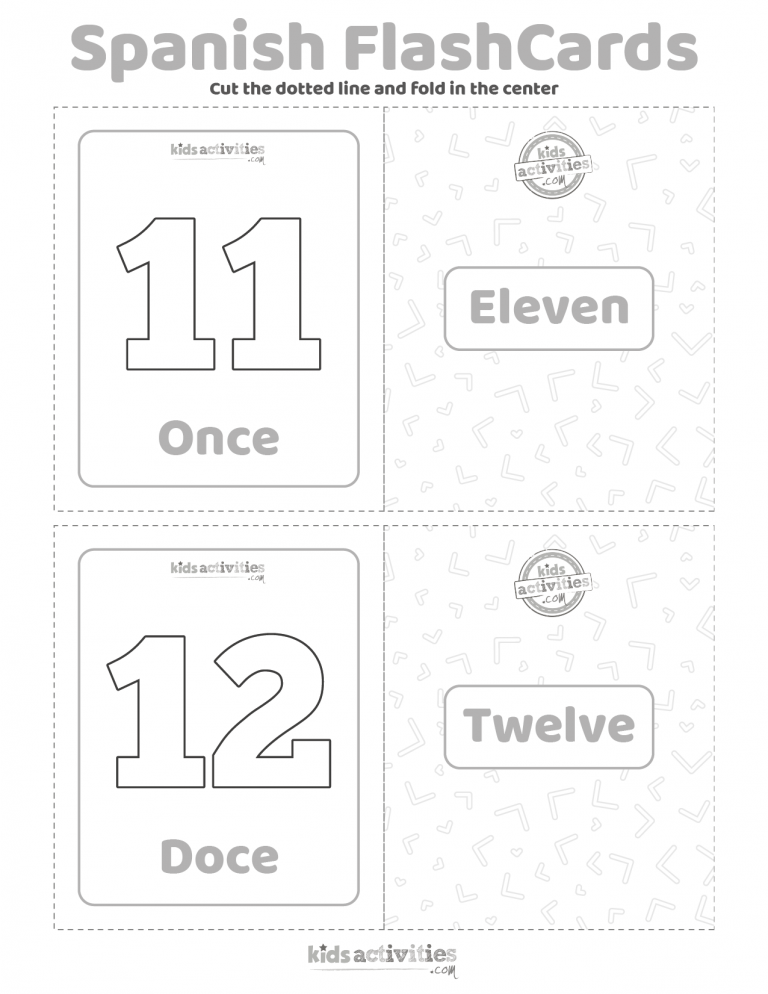 Educational Spanish Flash Cards: Numbers 11-20 | Kids Activities Blog