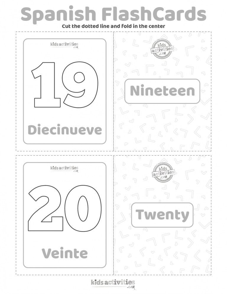 Educational Spanish Flash Cards: Numbers 11-20 | Kids Activities Blog