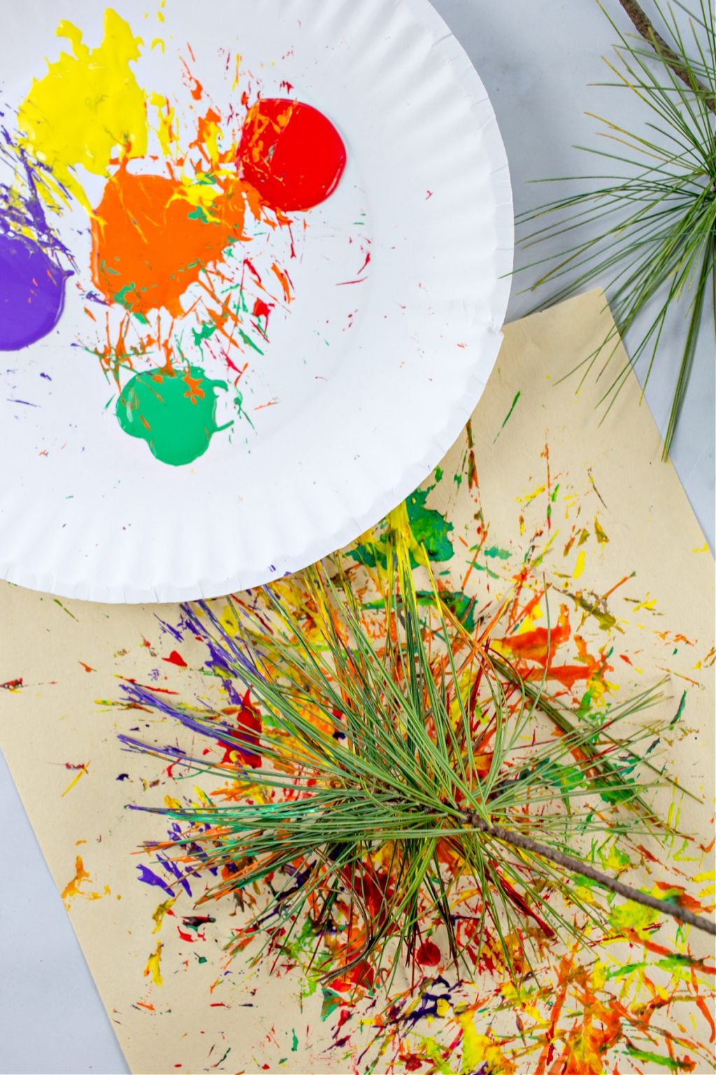 Easy Tree Painting for Kids Using Pine Needles • Kids Activities Blog