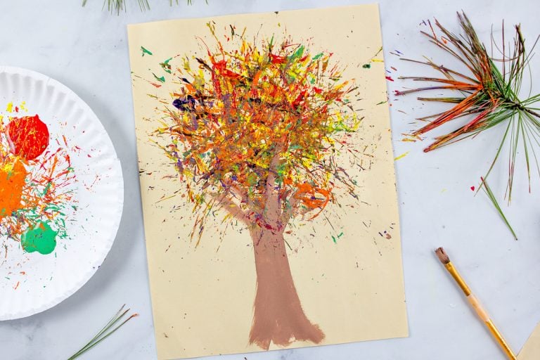 Easy Tree Painting for Kids Using Pine Needles • Kids Activities Blog