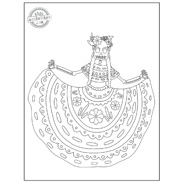 5 Beautiful Day of the Dead Coloring Pages for Dia De Muertos ...