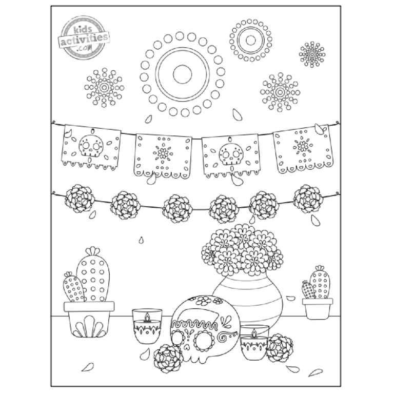 5 Beautiful Day of the Dead Coloring Pages for Dia De Muertos ...