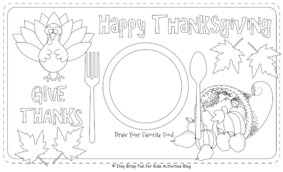 Free Printable Thanksgiving Placemat Activity Sheets for Kids | Kids ...