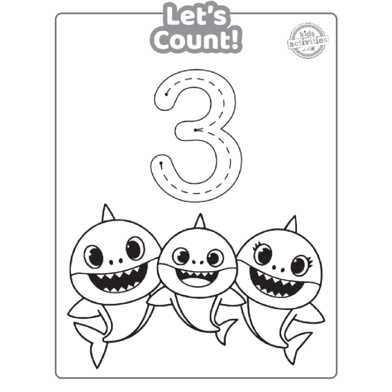 Printable Baby Shark Number Tracing Preschool Worksheets | Kids ...