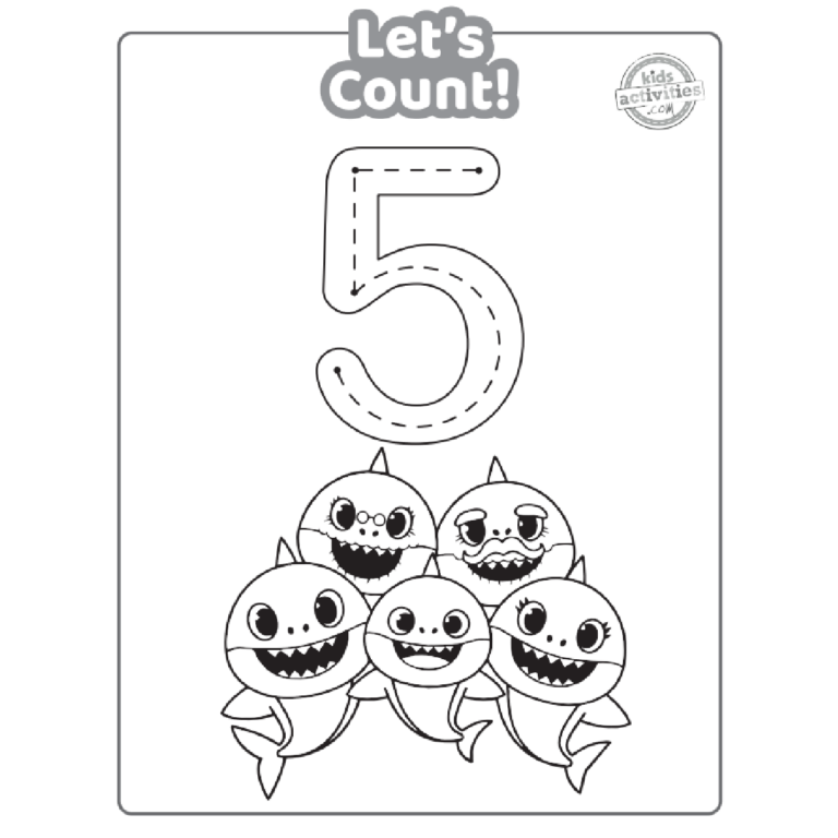 Printable Baby Shark Number Tracing Preschool Worksheets | Kids ...