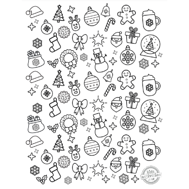 Free & Cute Printable Christmas Doodles To Color! | Kids Activities Blog