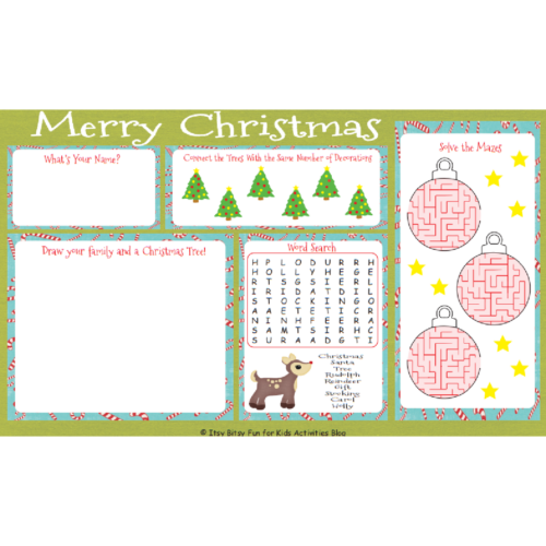 Printable Christmas Placemats for Kids for Holiday Table Fun | Kids ...
