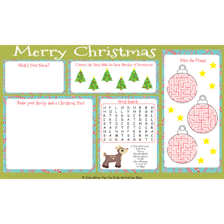 Printable Christmas Placemats for Kids for Holiday Table Fun | Kids ...