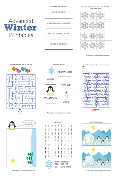 Printable Winter Activity Sheets for Kids | Kids Activities Blog
