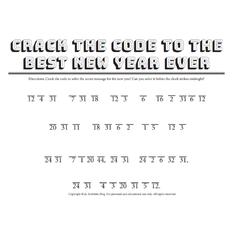 Decode Our Printable New Year's Secret Code Puzzle | Kids Activities Blog