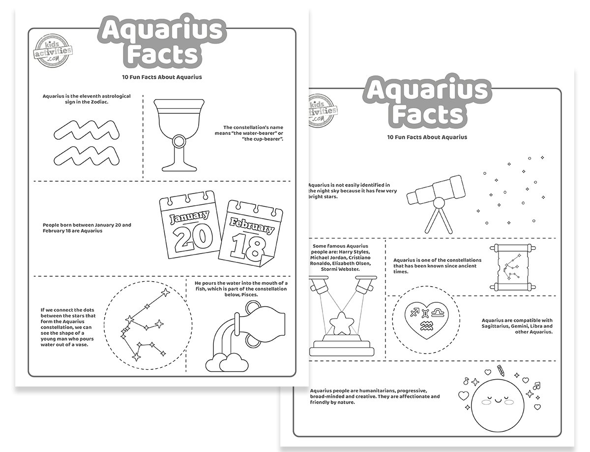 Fun Aquarius Facts For Kids To Print and Learn | Kids Activities Blog