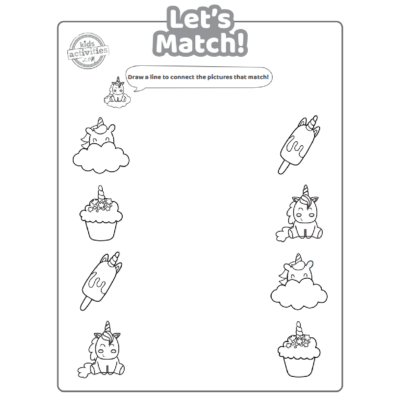 Fun Printable Unicorn Matching Worksheet For Preschoolers | Kids ...