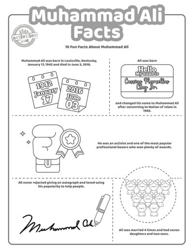 Fun Facts About Muhammad Ali For Kids To Print And Learn | Kids ...