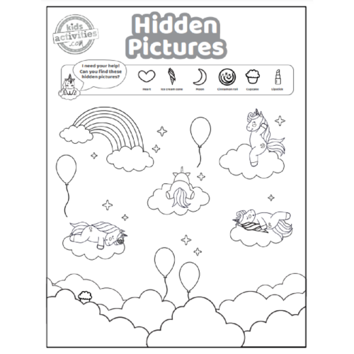 Free Unicorn Hidden Pictures Printables | Kids Activities Blog