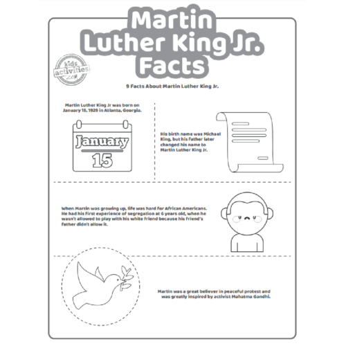 Printable Martin Luther King Jr. Facts for Kids To Print and Learn ...