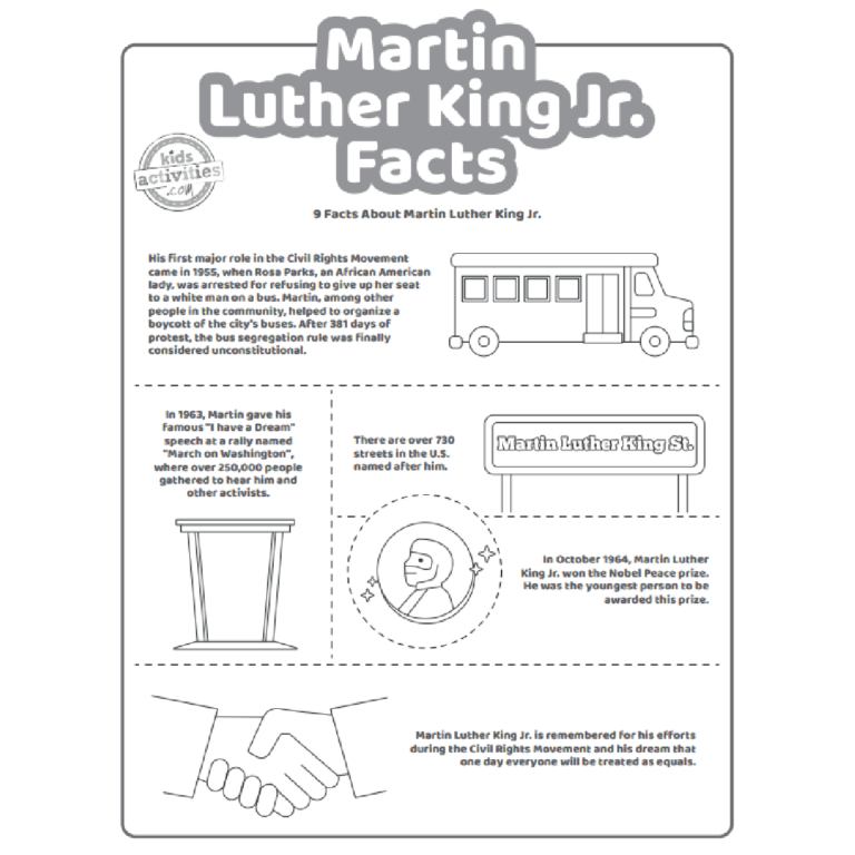Printable Martin Luther King Jr. Facts for Kids To Print and Learn ...
