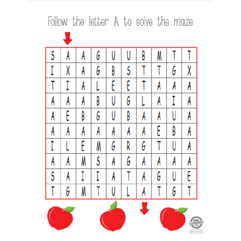 Printable Letter Mazes Worksheets | Kids Activities Blog