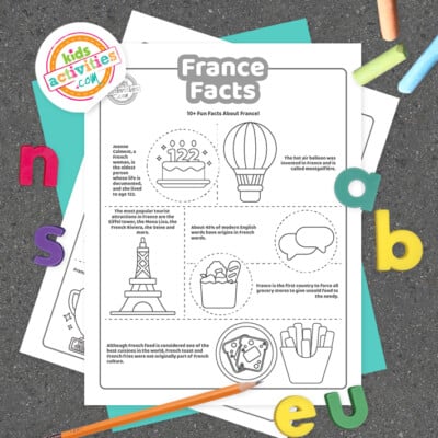Fun Facts About France for Kids to Print and Color | Kids Activities Blog