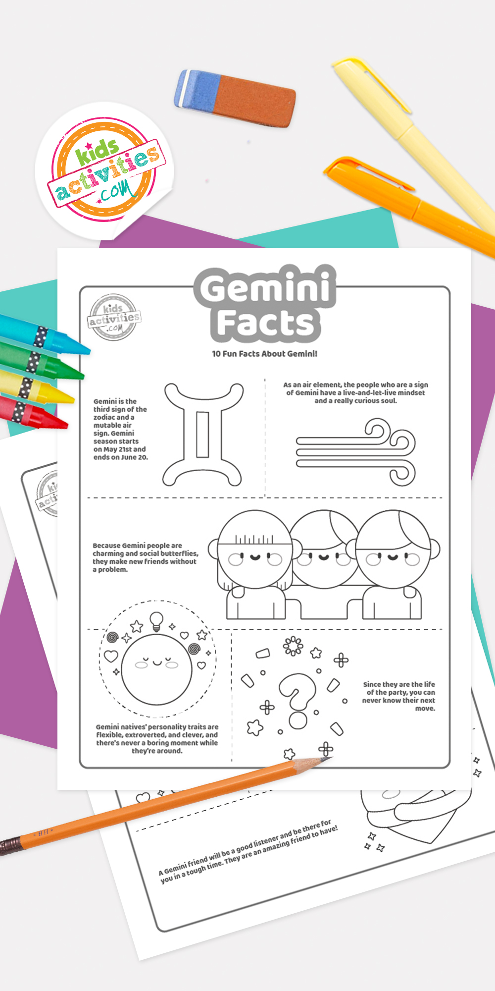 Fun Gemini Facts Coloring Pages For Kids | Kids Activities Blog