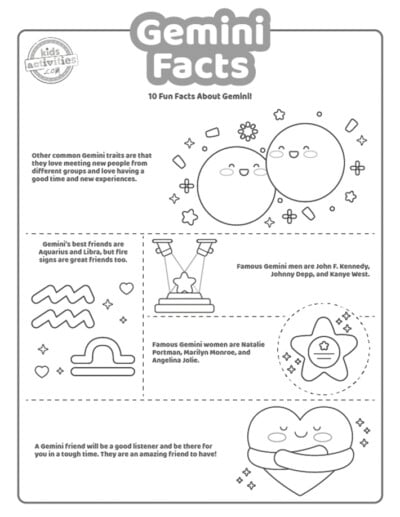 Printable Fun Gemini Facts for Kids | Kids Activities Blog