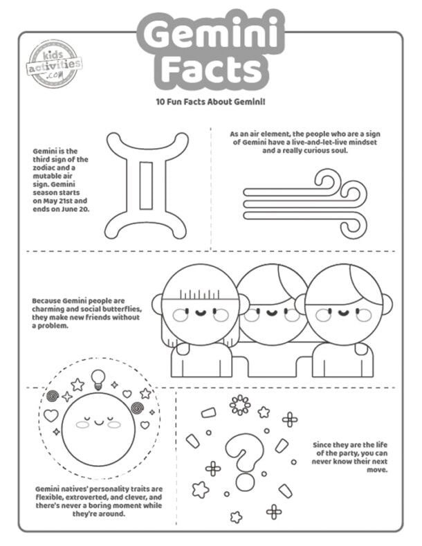 Printable Fun Gemini Facts for Kids | Kids Activities Blog