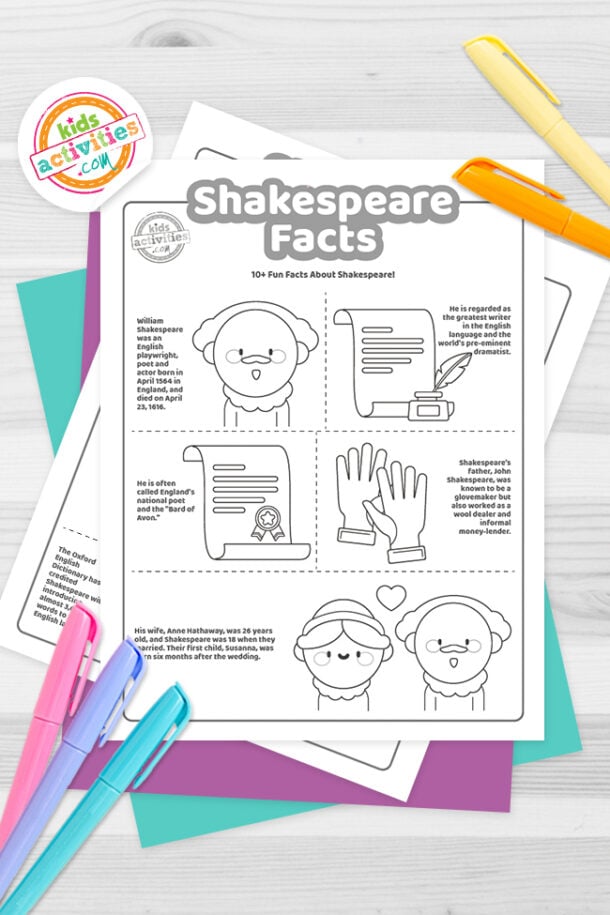 Shakespeare Fun Facts for Kids: Print & Learn | Kids Activities Blog