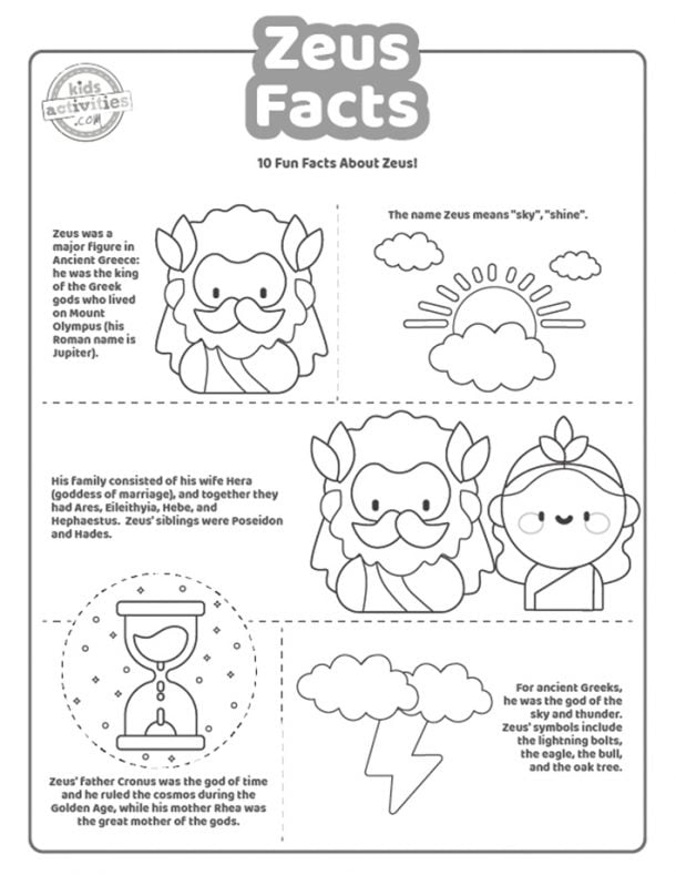 Fun Zeus Facts for Kids You Can Print | Kids Activities Blog