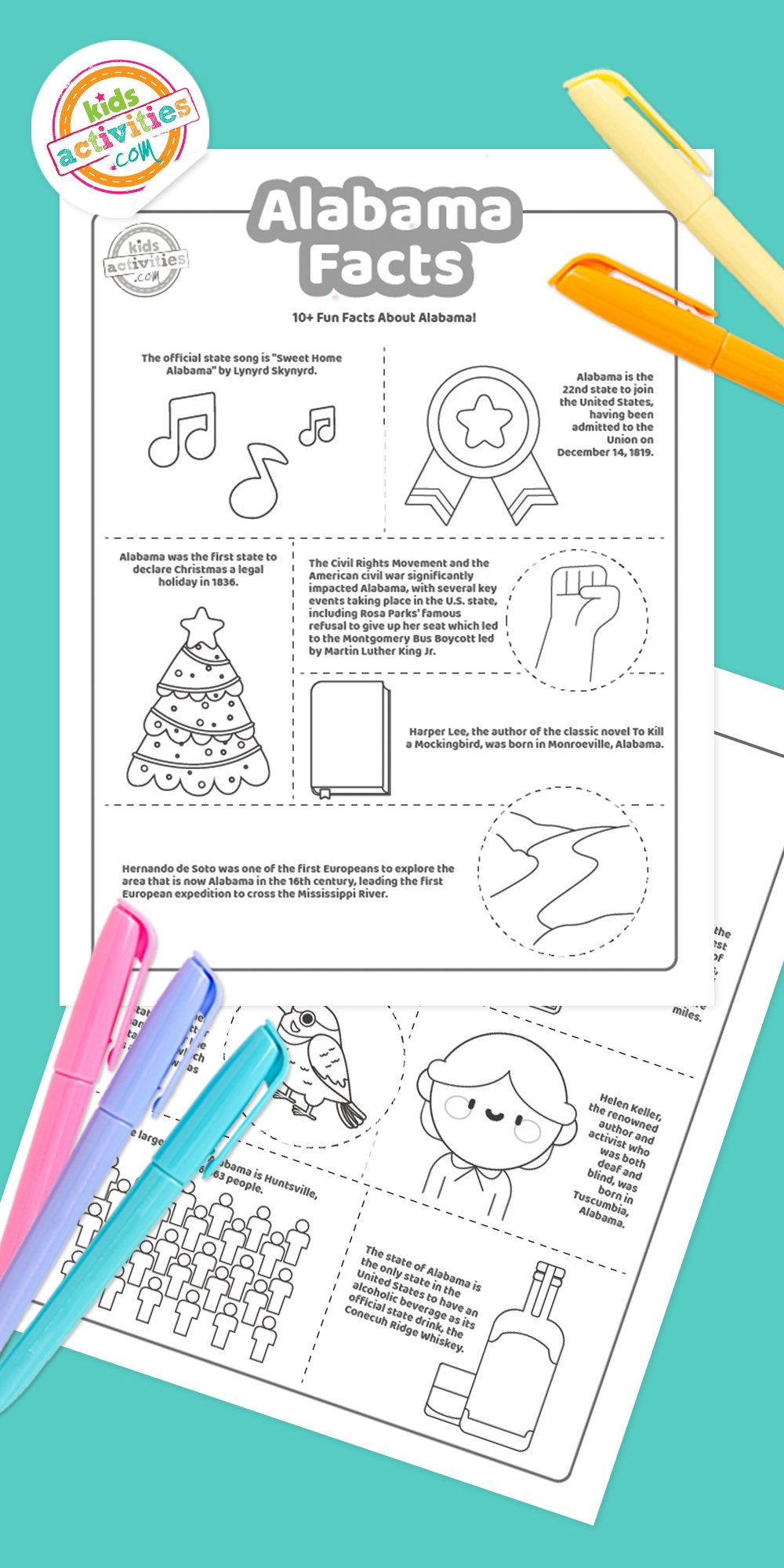 12 Fun Facts about Alabama Coloring Pages – ParentingBest.com