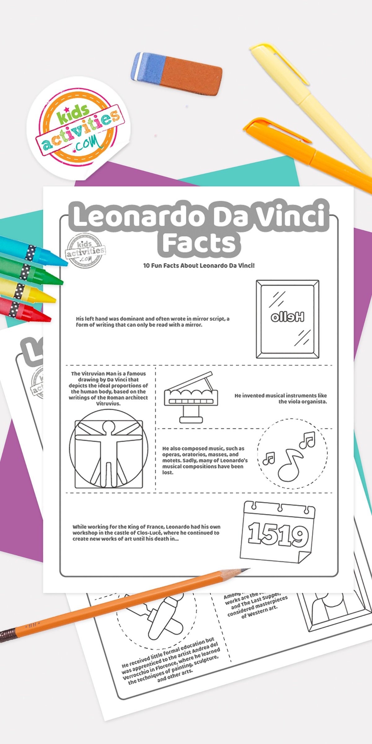 Simple and Fun Leonardo Da Vinci Facts | Kids Activities Blog
