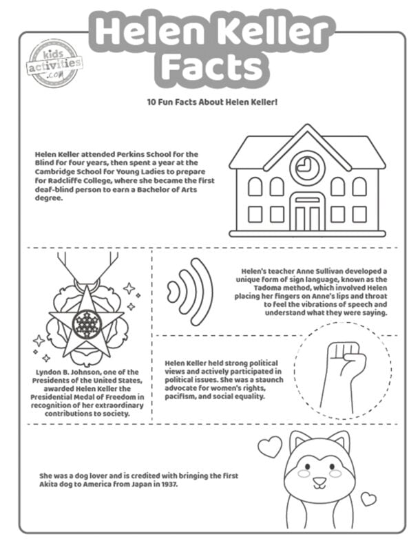 Intriguing Helen Keller Facts Coloring Pages | Kids Activities Blog