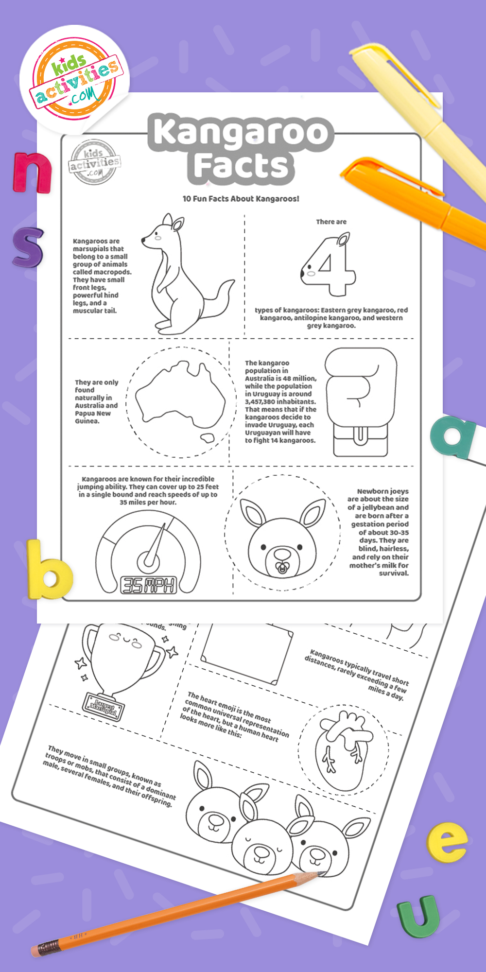 Kangaroo Facts + Free Printable Coloring Pages – ParentingBest.com