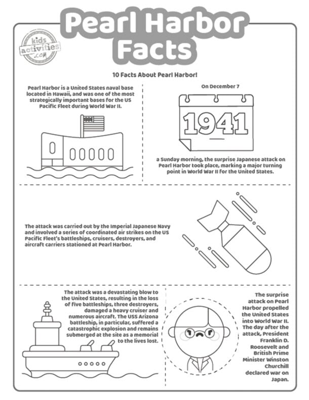 Intriguing Pearl Harbor Facts Coloring Pages | Kids Activities Blog